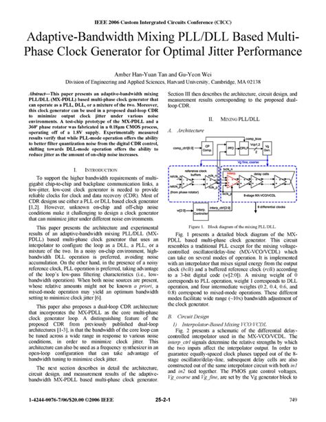 Pdf Adaptive Bandwidth Mixing Plldll Based Multi Phase Clock Generator For Optimal Jitter