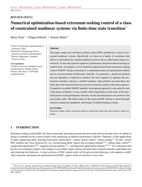 Pdf Numerical Optimization‐based Extremum Seeking Control Of A Class