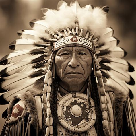 Premium Photo Native American Blackfoot Chief Wearing Traditional