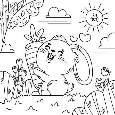 Ilustración De Libro Para Colorear Conejito Dibujado A Mano Vector Gratis