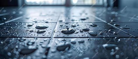 Premium Photo | Closeup of water droplets on tiled floor possibly from spill or cleaning Concept ...