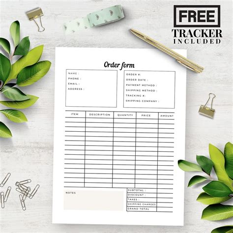 Order Form Template Purchase Order Form Small Business Forms Printable