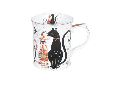Cats Couple Touching Mug Coffee And Tea Lovers
