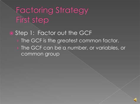 Lesson General Factoring Summary Ppt