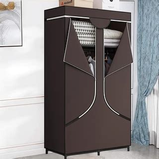 Portable 34 Inch Coffee Metal Hanging Rack Wardrobe Closet Na Bed