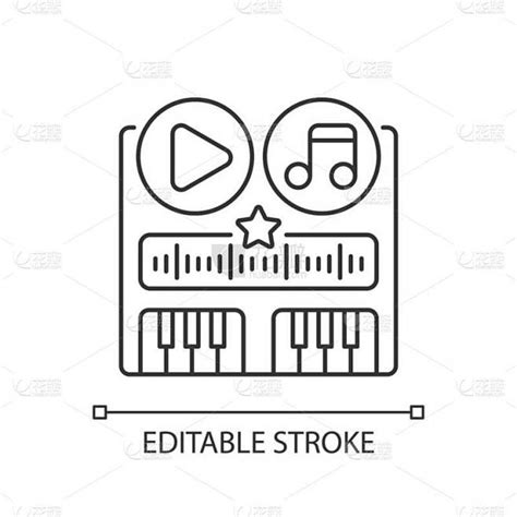 音轨像素完美的线性图标 音乐创作应用播放按钮的想法歌曲样本细线可定制的示例绕道标志矢量孤立