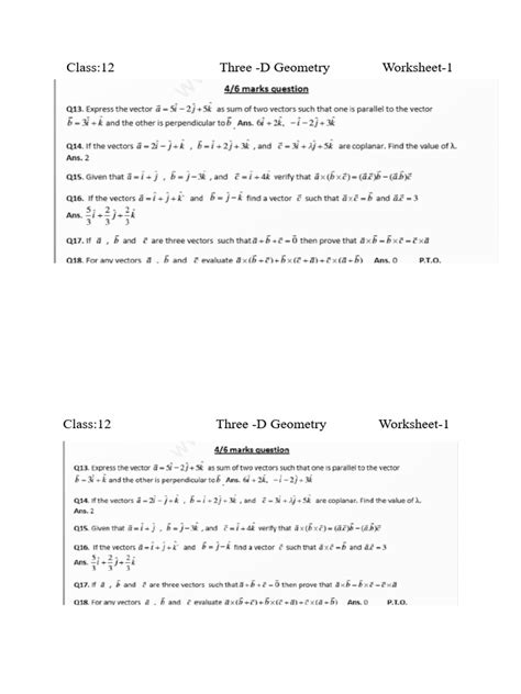 3 D Class 12 Pdf
