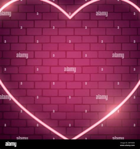 Neon Light Heart Icon On Pink Background Stock Vector Image Art Alamy