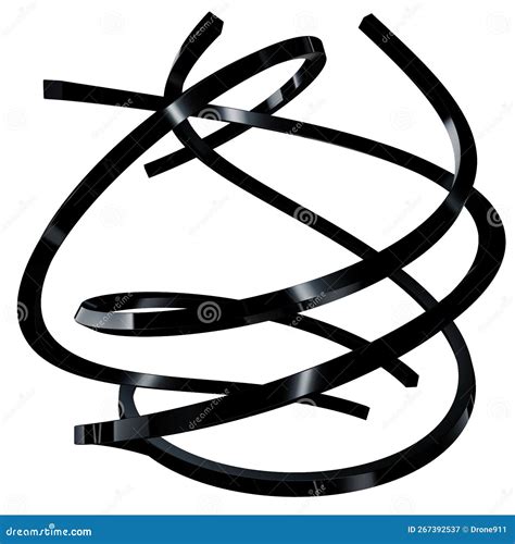 black splines in abstract rotation 3d render stock illustration