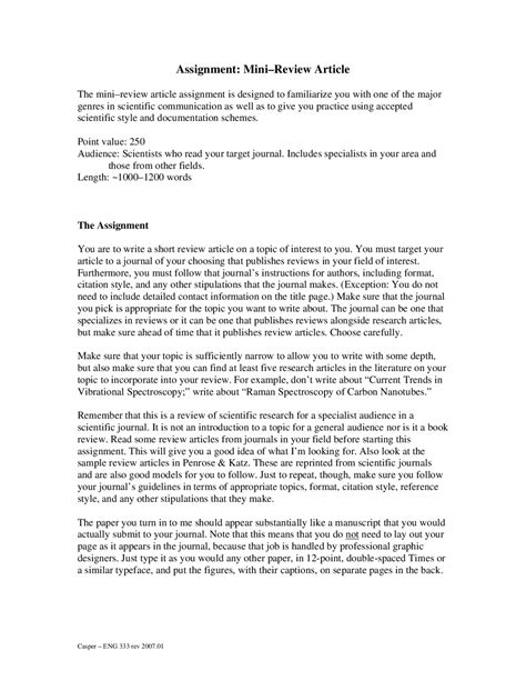 Review Article Assignment Communication For Science And Research Eng 333 Assignments