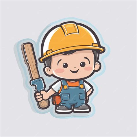 건설 노동자 만화 터 프리미엄 벡터