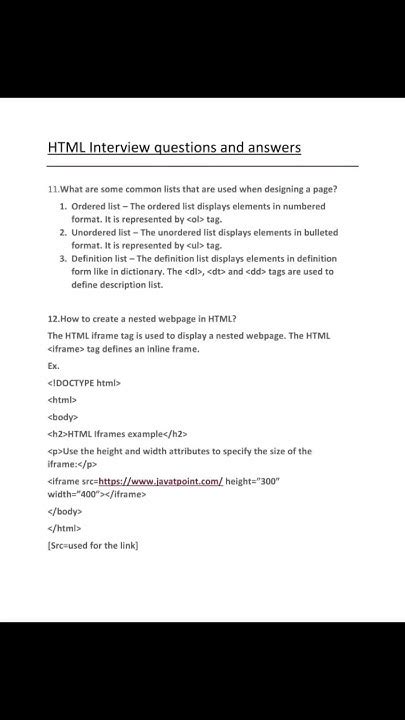 Html Interview Questions And Answers Part 3 Youtube