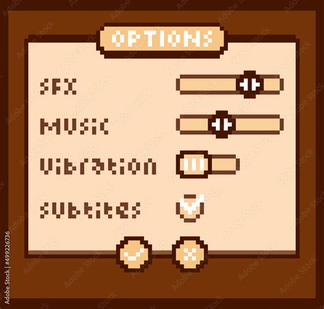 8 Bit Pixel Text Game Option Menu Background Icon For Game Assets In