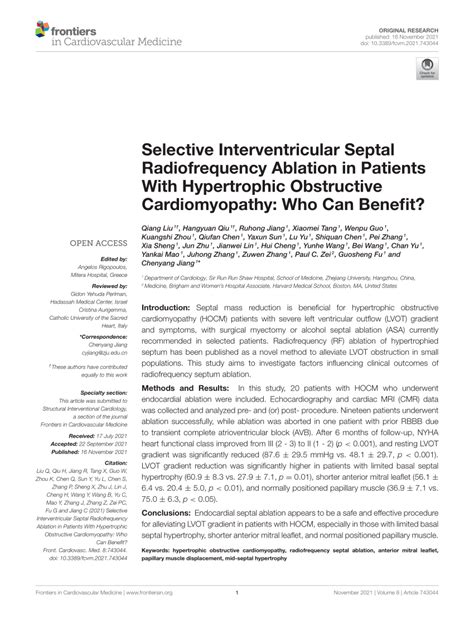 Pdf Selective Interventricular Septal Radiofrequency Ablation In