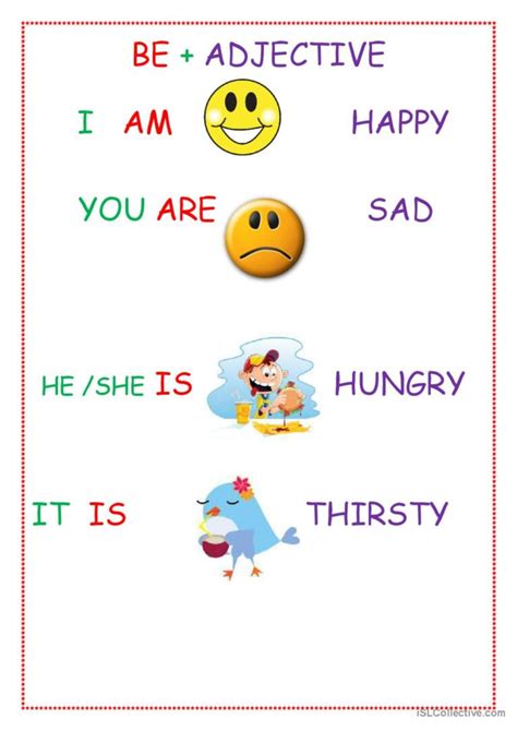 Beadjective English Esl Worksheets Pdf And Doc