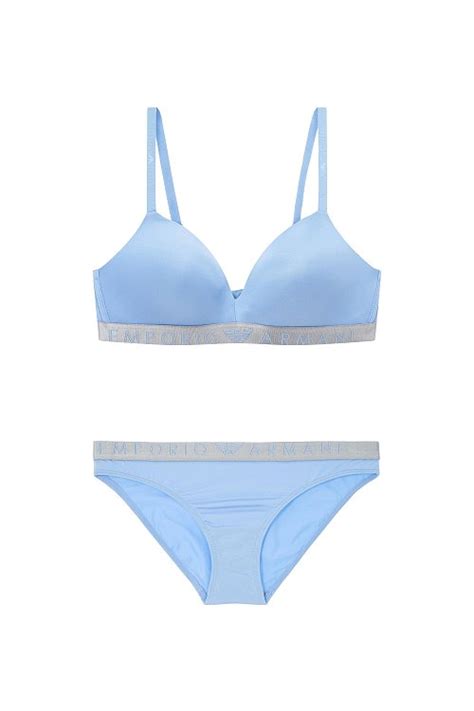 Emporio Armani Underwear엠포리오 아르마니 언더웨어 로고 밴딩 패디드 트라이앵글 브라 And 나일론 브리프