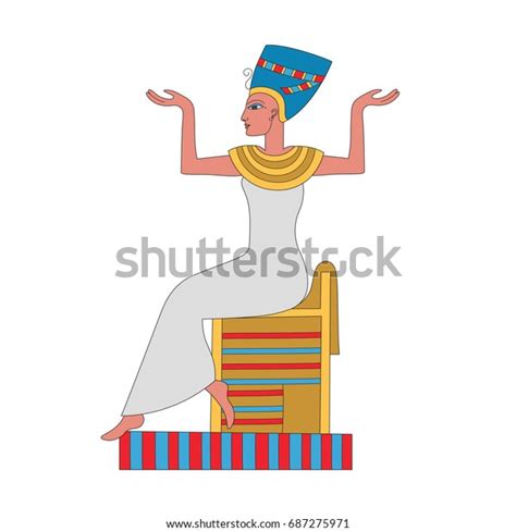 Egyptian Queen Nefertiti On Throne Vector Stock Vector Royalty Free