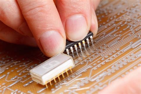 Assembly Of Electronic Components On Circuit Board Stock Image Image