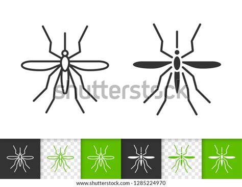 Mosquito Black Linear Silhouette Icons Thin Stock Vector Royalty Free
