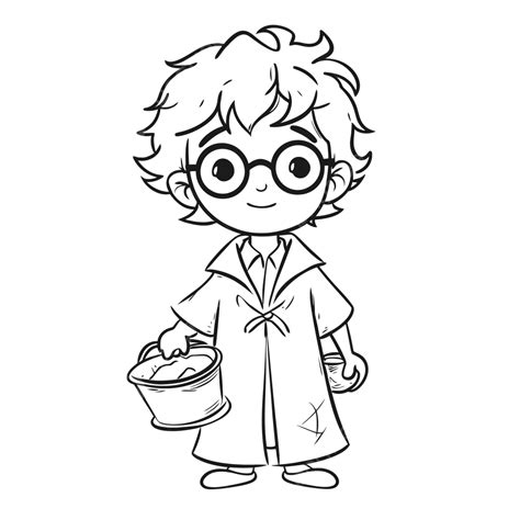 Dibujo De La Página Para Colorear Harry Potter Con Un Niño Sosteniendo