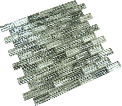 Tesoro Rainbow Streak Dusk Grey 1x2 Glossy Glass Tile Oasis Tile