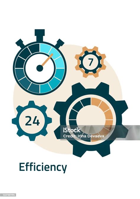 효율성 생산성을 위한 크리에이티브 아이콘 스톱워치의 사인 기어 플랫 디자인 벡터 개념에 대한 스톡 벡터 아트 및 기타 이미지 개념 개발 개선 Istock