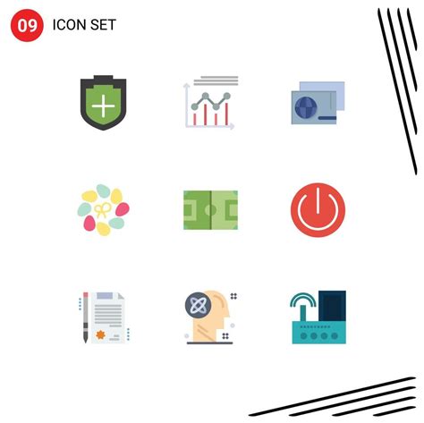 9 Thematic Vector Flat Colors And Editable Symbols Of Field Flower Line