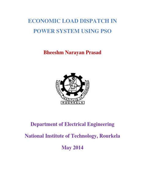 economic load dispatch in power system using pso bheeshm pdf