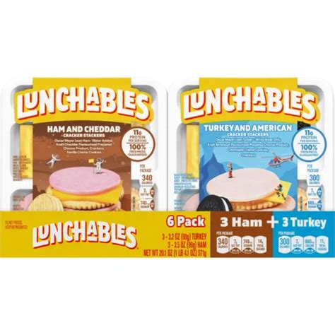 Lunchables Turkey And American Ham And Cheddar Cracker Stackers Lunch