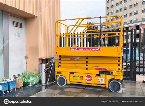 Electric Scissor Lift Parked Railway Station Tanger Morocco Stock Editorial Photo © Mounir91