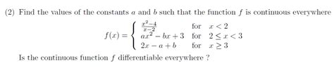 Solved Find The Values Of The Constants A And B Such That Chegg