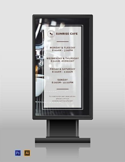 FREE Business Hours Digital Signage Template PSD Illustrator Template Net