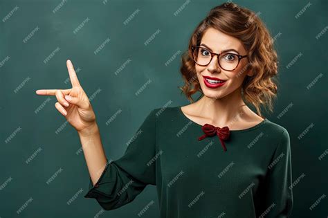 Premium Ai Image Young Woman Teacher Wearing Glasses Standing Near