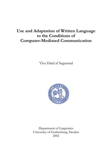 Pdf Use And Adaptation Of Written Language To The Conditions Of