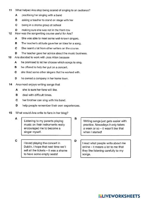 Reading B1 Online Exercise For Live Worksheets