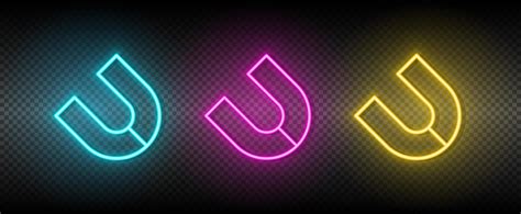 Imán Vector Icono Amarillo Rosa Azul Neón Colocar Herramientas