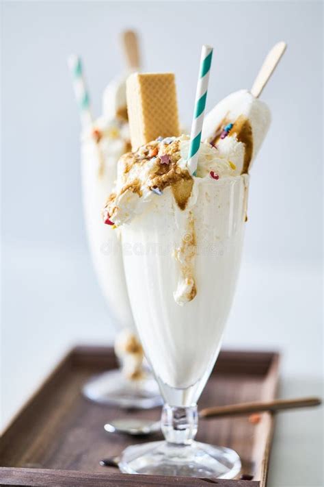 Milkshake With Chocolate Topping In A Glass Cocktail Bowl Stock Image
