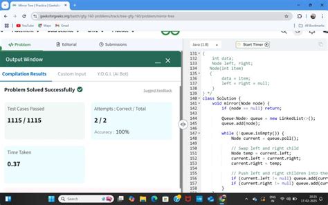 Gfg160 Geekstreak2024 Binarytree Mirrortree Dsa Problemsolving R Divya