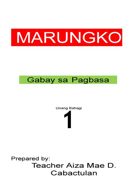 Marungko Booklet 1 Converted Marungko Booklet Gabay Sa Pagbasa Unang