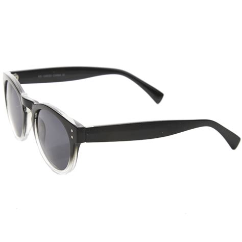 Retro Keyhole Nose Bridge Bold Round Horn Rimmed Sunglasses 48mm