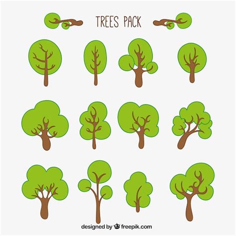 Premium Vector Green Trees Pack