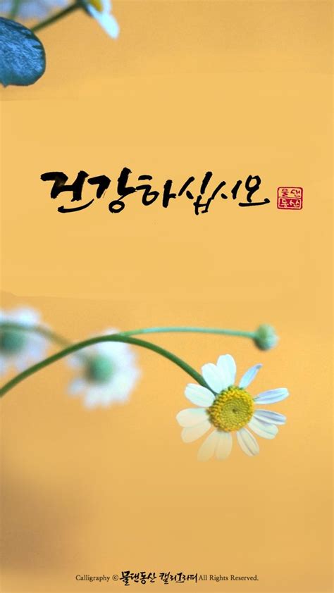 건강 캘리그라피 건강 좋은 아침 인사 아침 인사