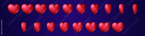 Red Heart Turn Around Game Animation Sequence Frame Sprite Sheet Cartoon Vector Love Emoji
