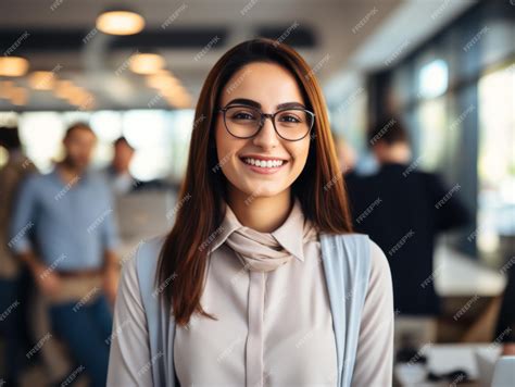 Premium Photo A Woman Wearing Glasses Smiling