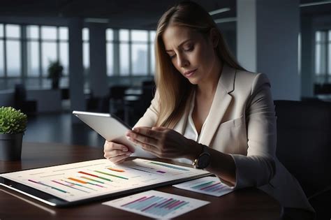 Businesswoman Using A Tablet To Analysis Graph Company Finance Strategy