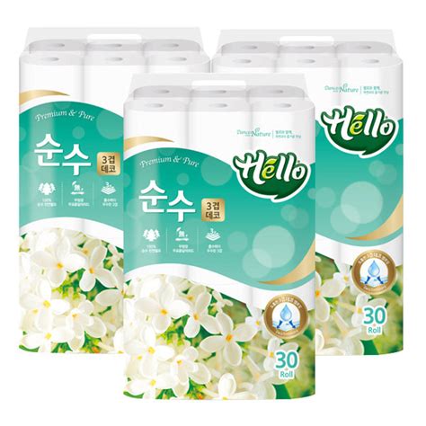 옥션 헬로 순수 3겹 30m 30롤 3팩 천연펄프 화장지 30770원 무료 핫딜 에펨코리아