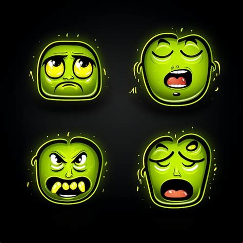 Premium Photo Neon Design Of Nauseated Face Icon Emoji With Sick