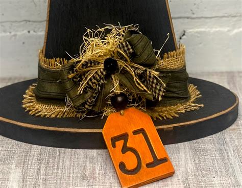 Wooden Witch Hat Rustic Halloween Decor Spooky Decor Handmade Hall