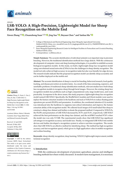 Pdf Lsr Yolo A High Precision Lightweight Model For Sheep Face Recognition On The Mobile End