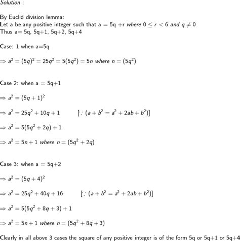 Prove That The Square Of Any Positive Integer Is Of The Form 5q Or 5q1
